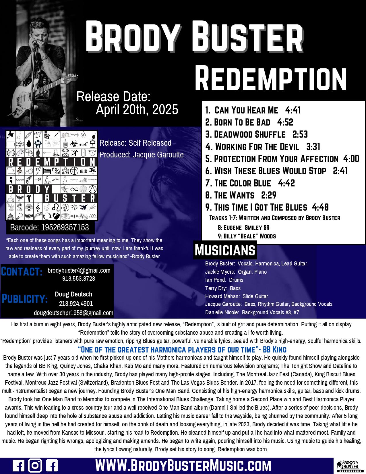 It’s Time for Brody Buster’s ‘Redemption’ | BackStage360.com